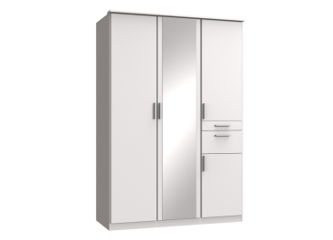 Rivera Wardrobe White | 3 Doors 2 Drawers + Mirror 135cm