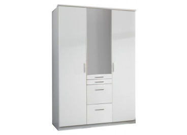 Fabel 4 Door 4 Drawer Matt White Mirrored Wardrobe 180cm