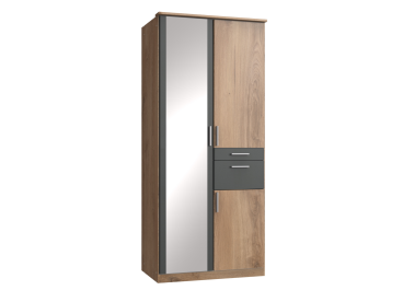Rivera Wardrobe White | 3 Doors 2 Drawers + Mirror 135cm