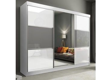 Vision Sliding Mirrored Wardrobe White| 2 Door - 180cm Wide