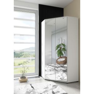 Clack White Mirrored Corner Wardrobe