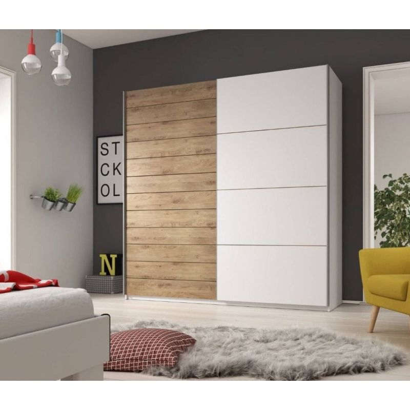 Pluto Sliding Wardrobe in Matt White | 2 Door - 200cm Wide