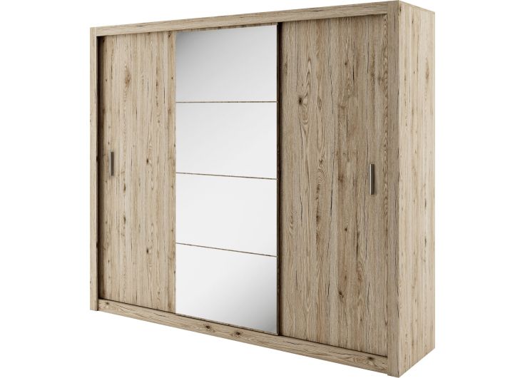 Midway Sliding Wardrobe in Matt Grey, Oak , White | 3 Door - 250cm Wide