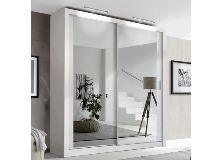 Petra Sliding Mirrored Wardrobe White 180cm