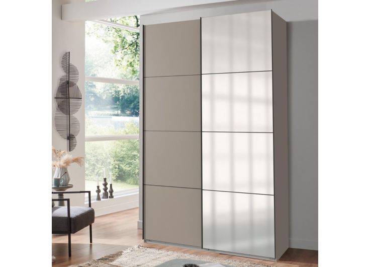 Elegate Sliding Mirror Wardrobe Dessert Grey | 2 Door | 135cm