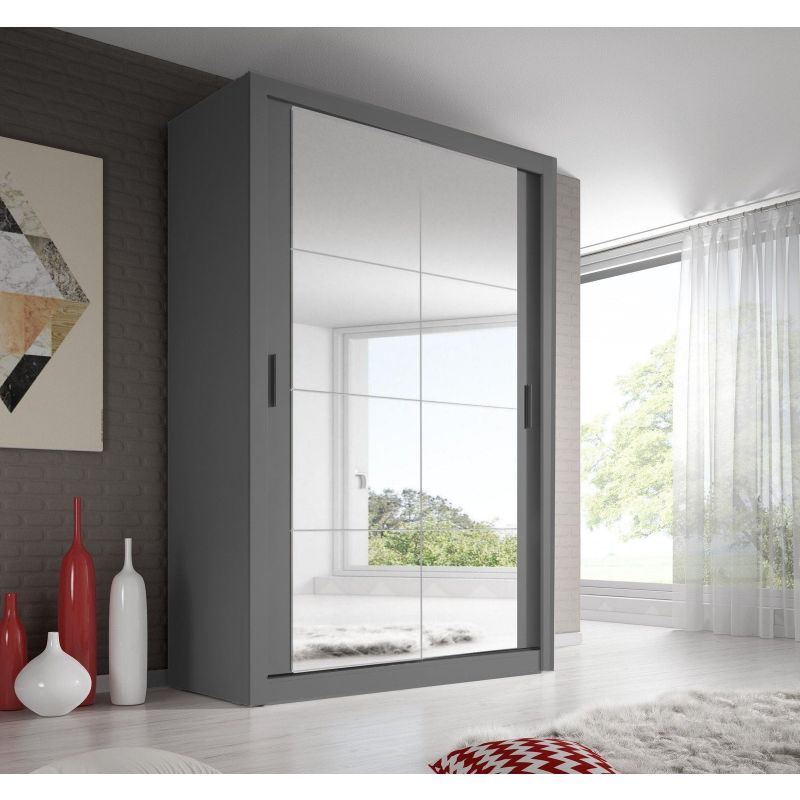 Vision Sliding Wardrobe in Matt Grey, White, Oak Shetland | 2 Door ...
