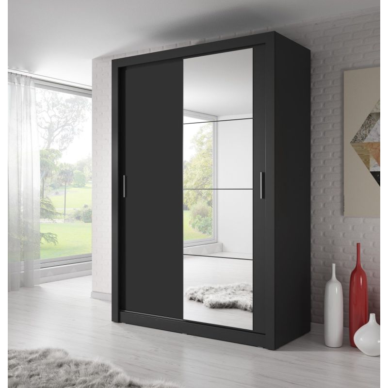 Vision Sliding Wardrobe in Matt Black | 2 Door - 150cm Wide
