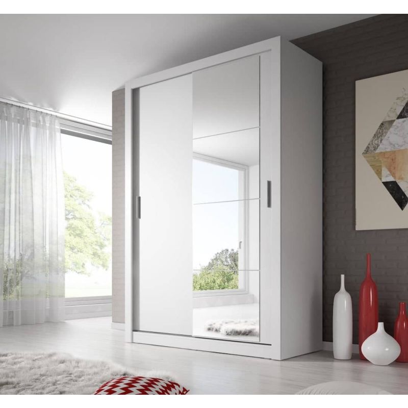 Vision Sliding Wardrobe in Matt White| 2 Door - 150cm Wide
