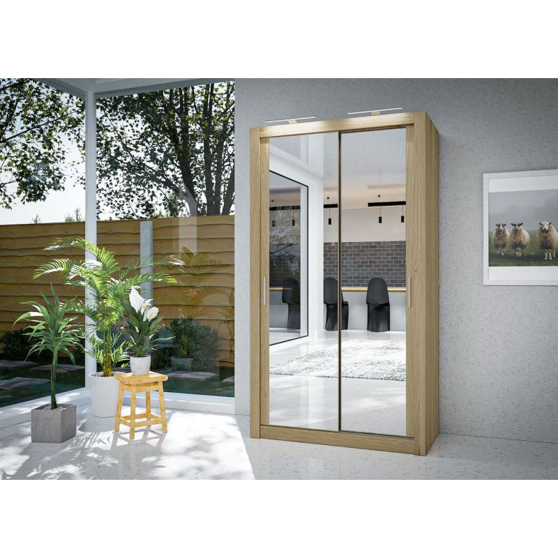 Sliding wardrobe Petra 18 with 2 doors 120cm [shetland oak & mirror]